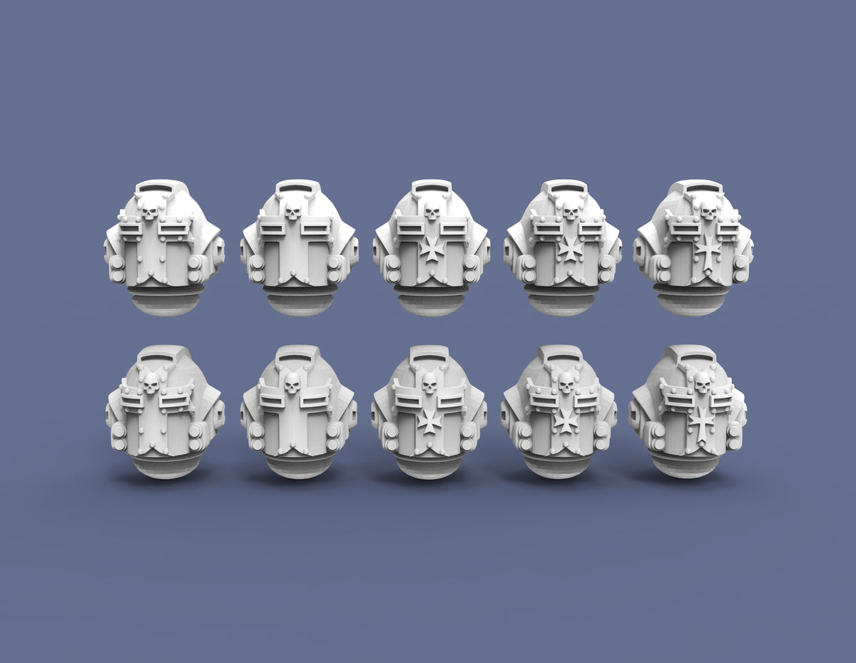 Space Knight Templar Bucket Helmet Heads with Skulls — Sovereign Printing