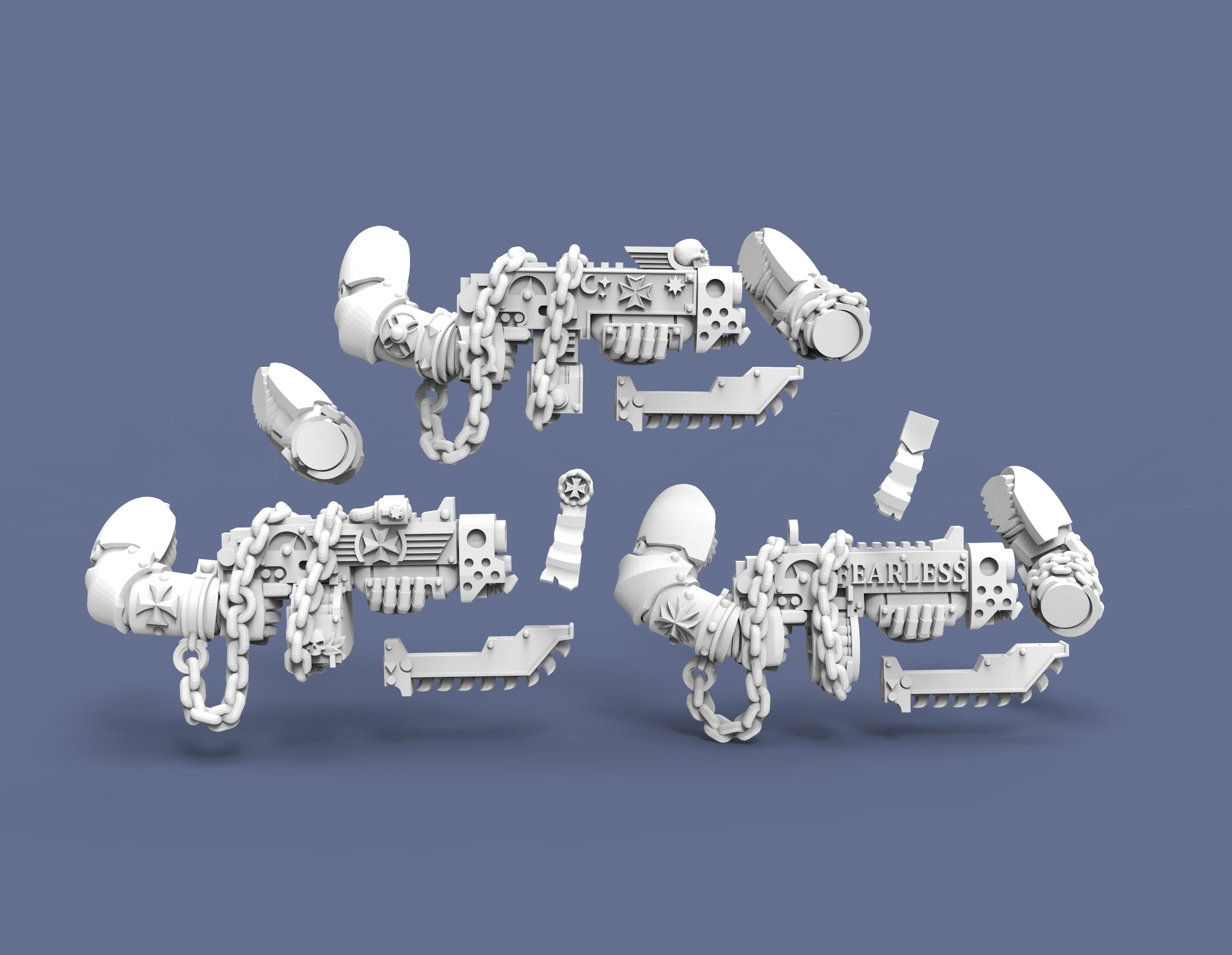 Space Astronaut Veteran Knight Templar Flamethrower Chainsaw Rifles ...